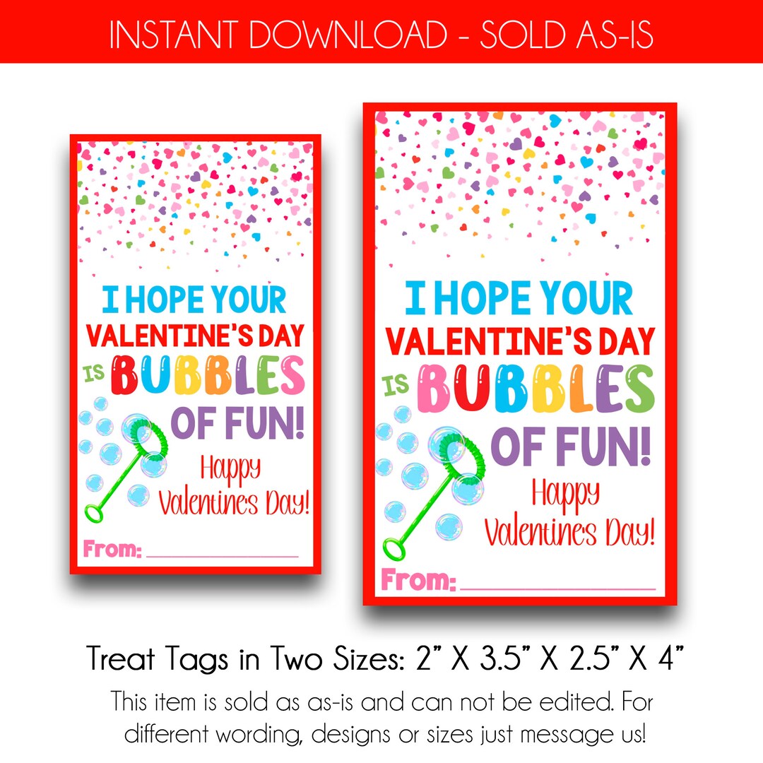 INSTANT DOWNLOAD | Bubble of Fun Valentine's Day Tags | Bubble ...