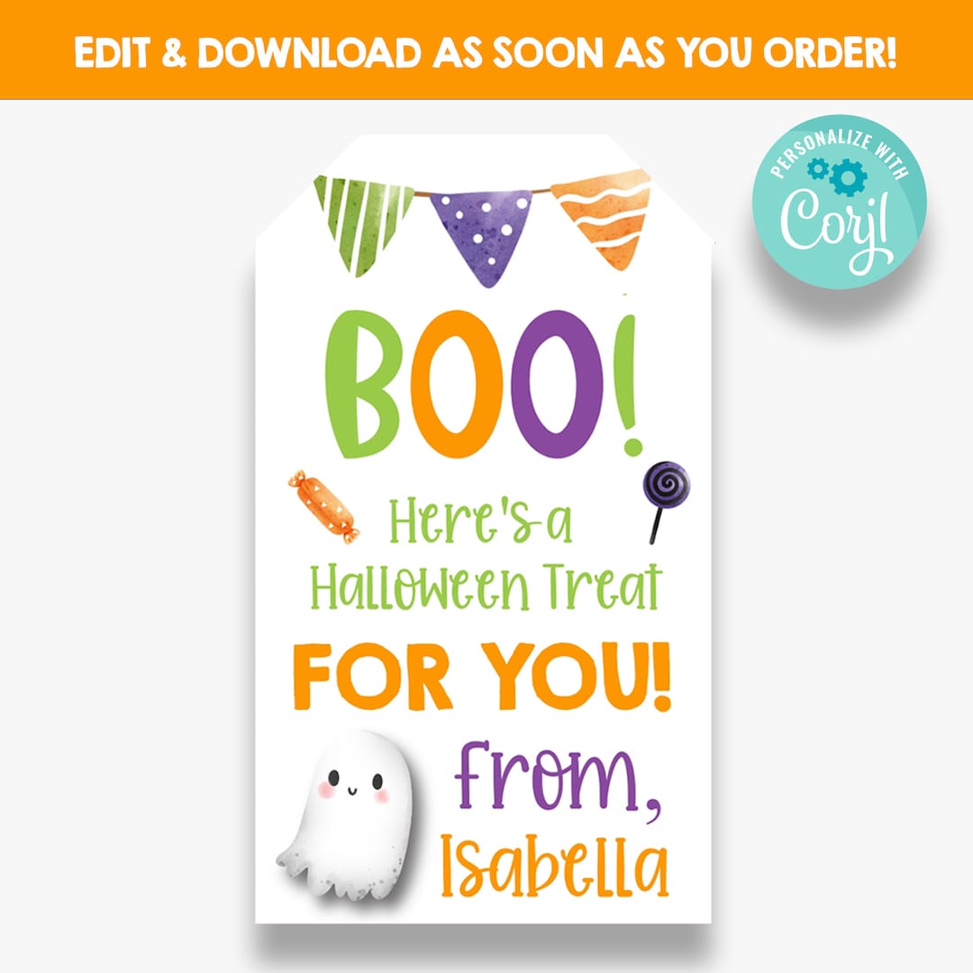 EDITABLE Halloween Favor Tags | Boo Halloween Treat Tags | Printable ...