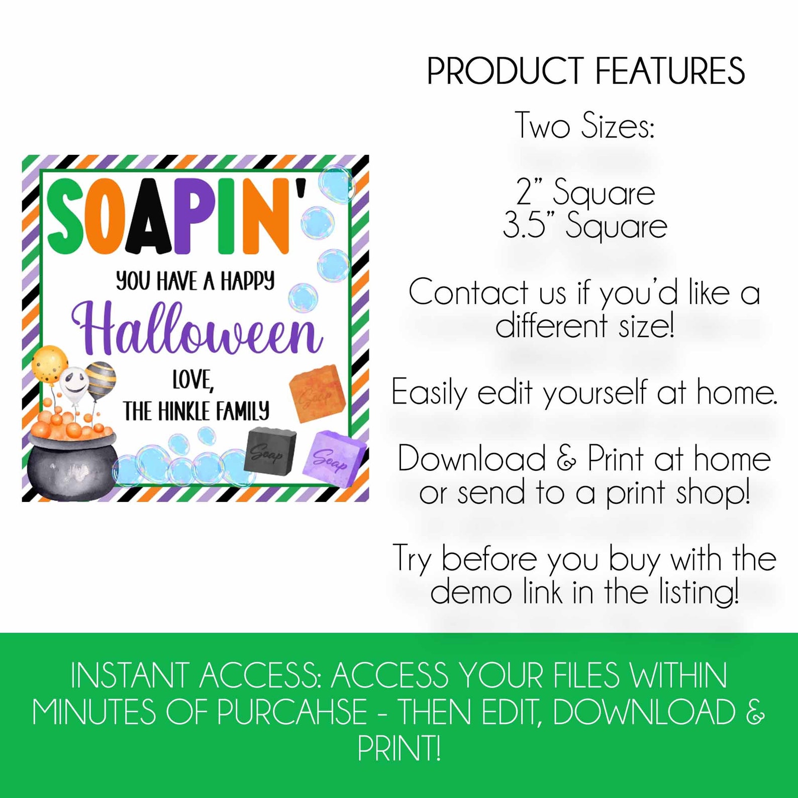 EDITABLE Soapin' You Have A Happy Halloween Square Gift Tags | Soap ...