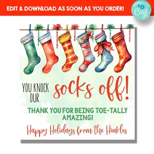 EDITABLE You Knock Our Socks off Christmas Gift Tags | Toe-tally ...