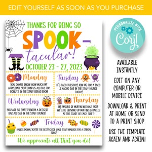 EDITABLE Halloween Themed Teacher Appreciation Week Sign | Spooktacular ...