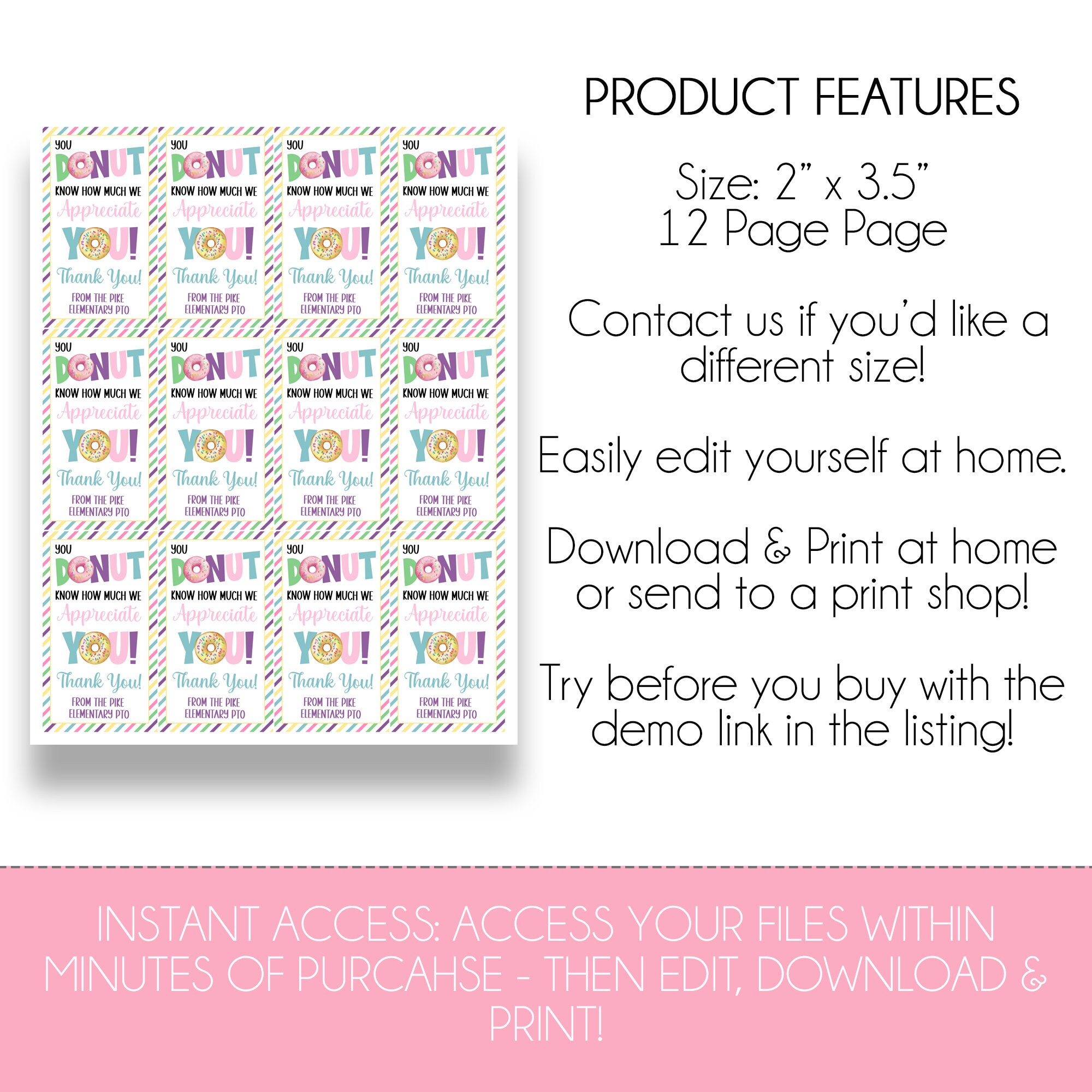 EDITABLE You Donut Know How Much We Appreciate You Donut - Etsy