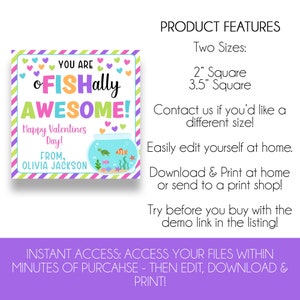 EDITABLE Goldfish Valentine Favor Tags | You Are O-fish-ally Awesome ...