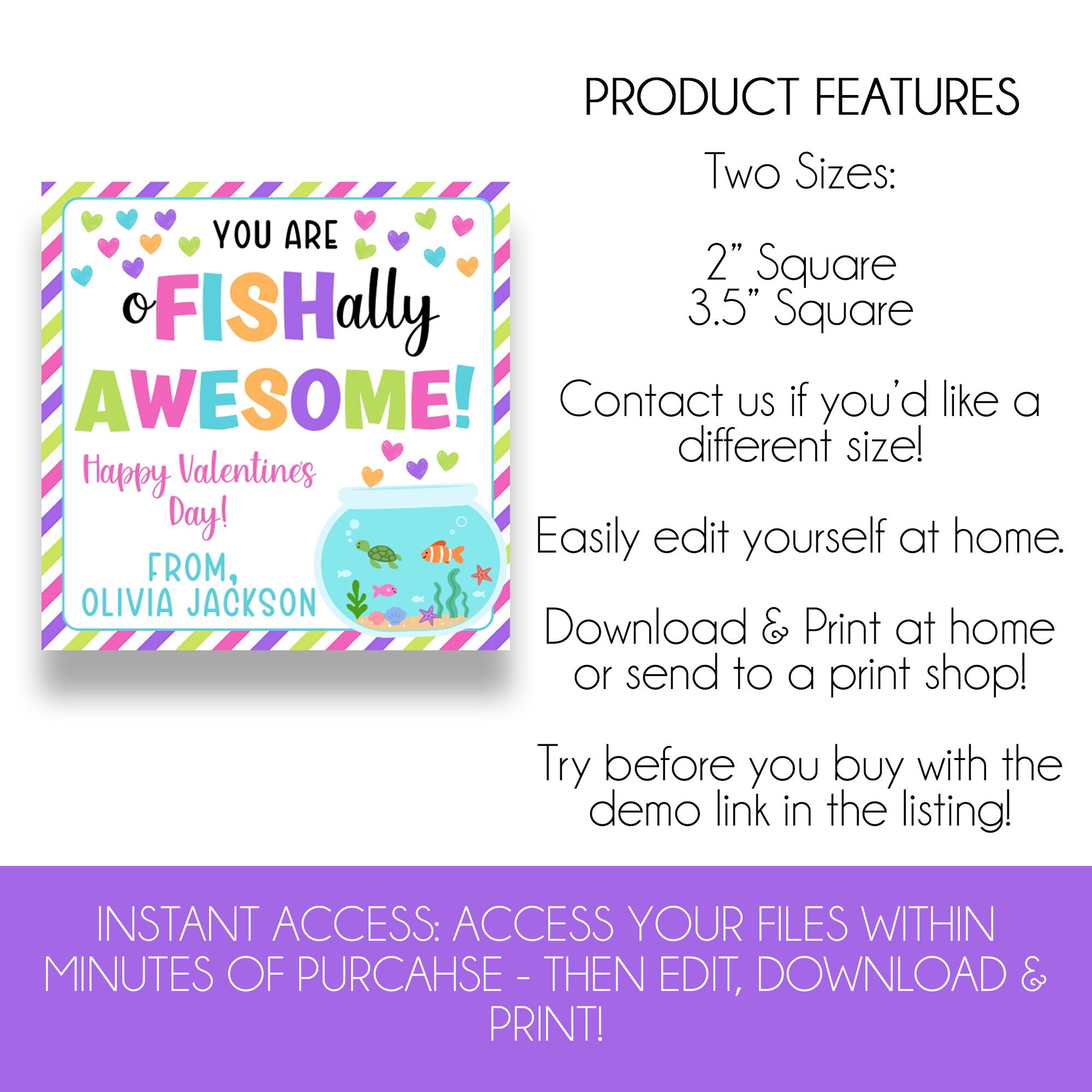 EDITABLE Goldfish Valentine Favor Tags | You Are O-fish-ally Awesome ...