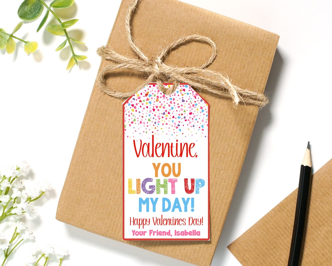EDITABLE You Light up My Day Valentine's Day Treat Tags | Glow Stick ...