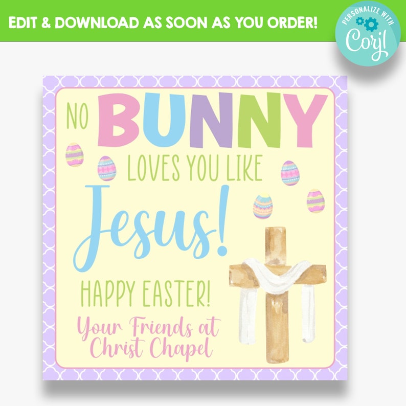 EDITABLE No Bunny Loves You Like Jesus Easter Gift Tags - Etsy