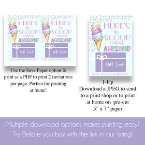 EDITABLE Ice Cream Gift Card Holder | Here's the Scoop Ice Cream ...