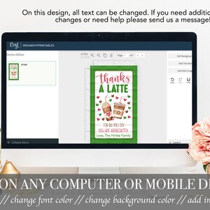 EDITABLE Thanks a Latte for All You Do Rectangle Coffee Shop ...