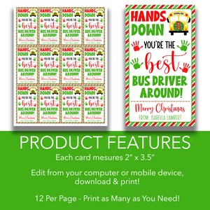 EDITABLE Bus Driver Christmas Gift Tag | Hands Down You're the Best Bus ...