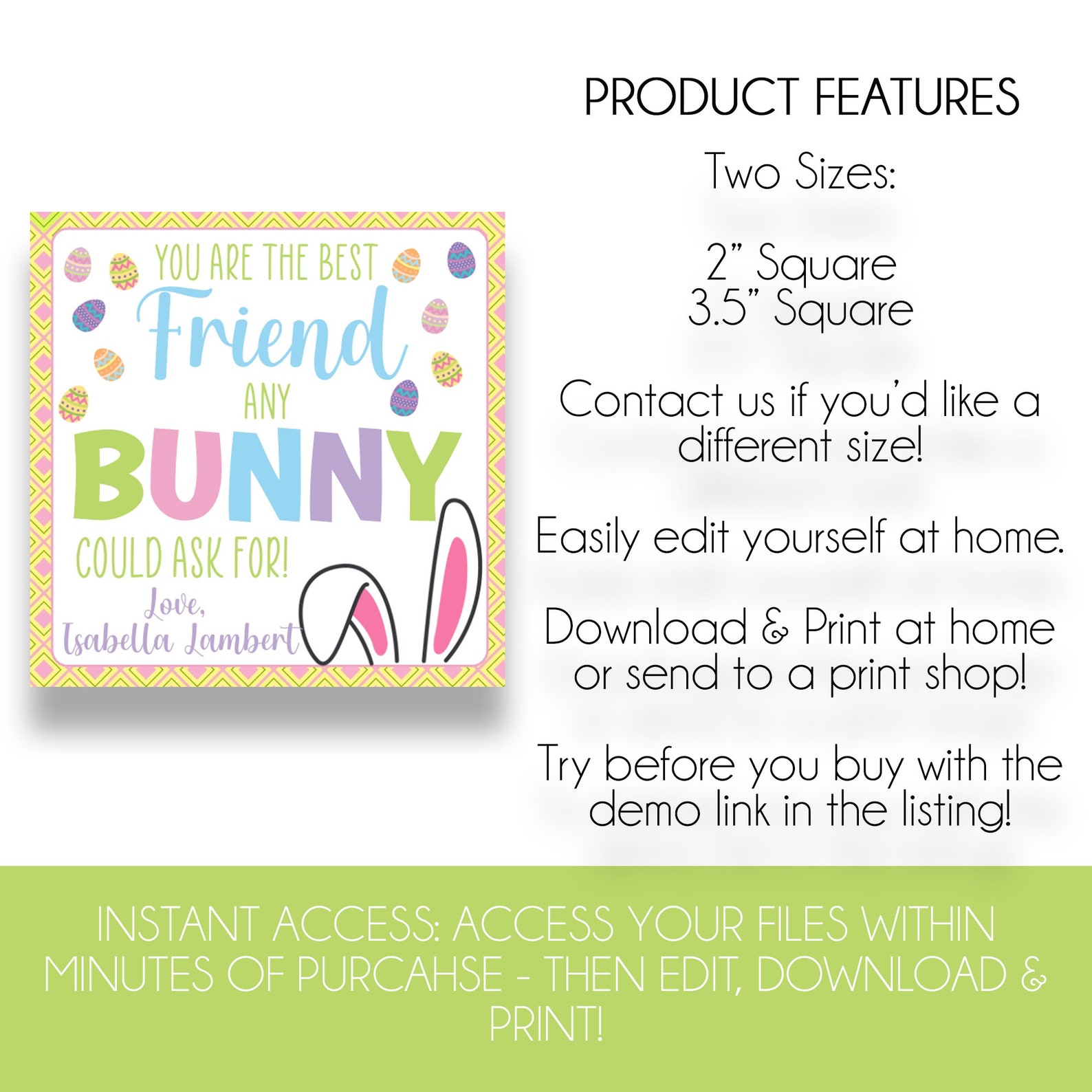 EDITABLE You Are the Best Friend Any Bunny Could Ask for Easter Gift ...