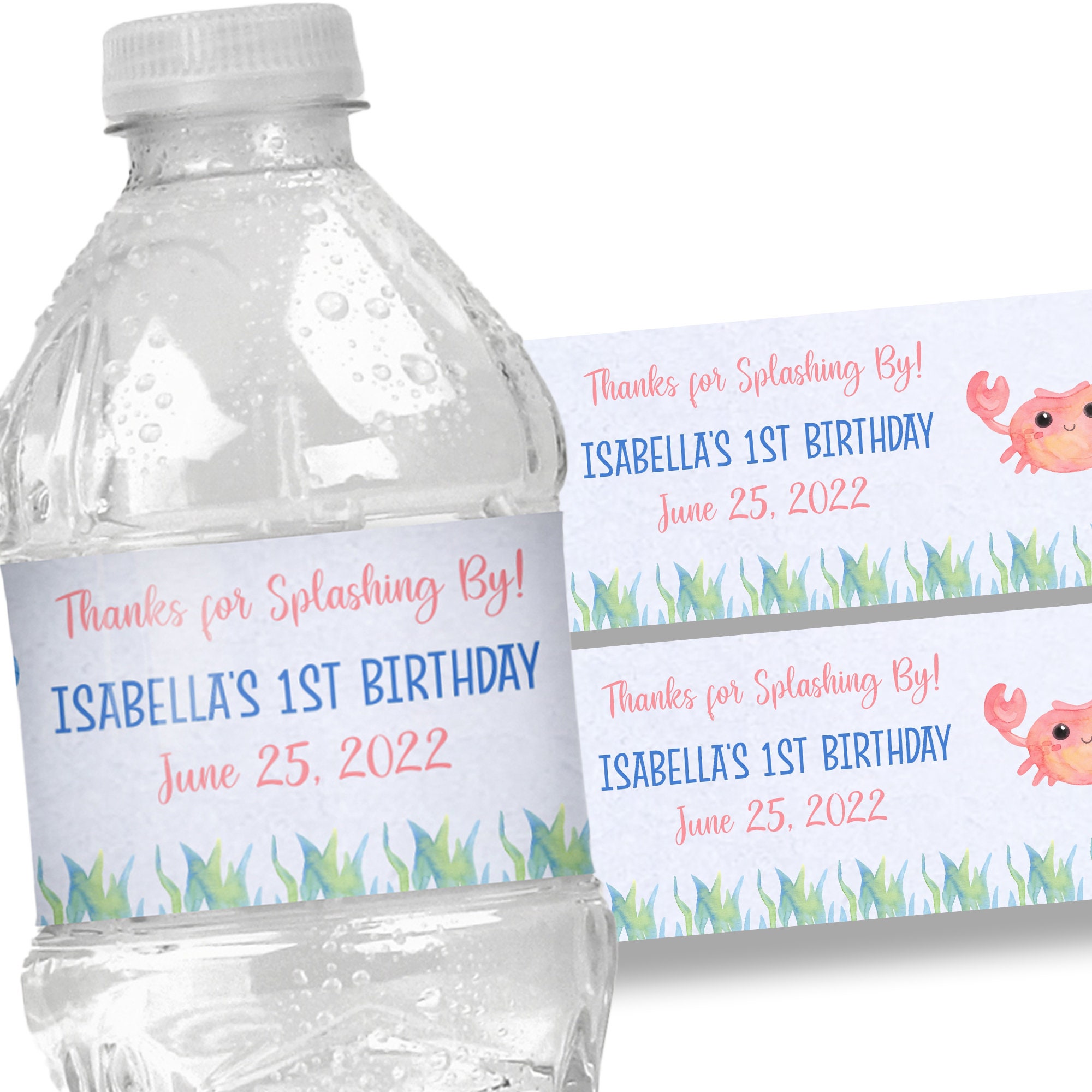 EDITABLE Under the Sea Birthday Water Bottle Labels | Thanks for ...