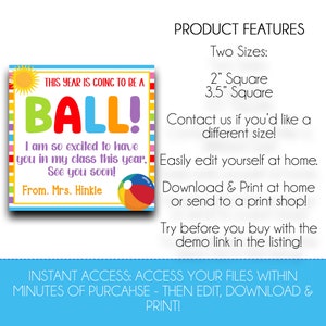 EDITABLE This Year is Going to Be a Ball Back to School Treat Tags ...