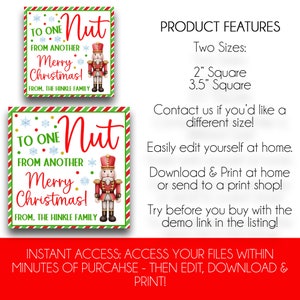 EDITABLE From One Nut to Another Merry Christmas Gift Tags | Nutcracker ...