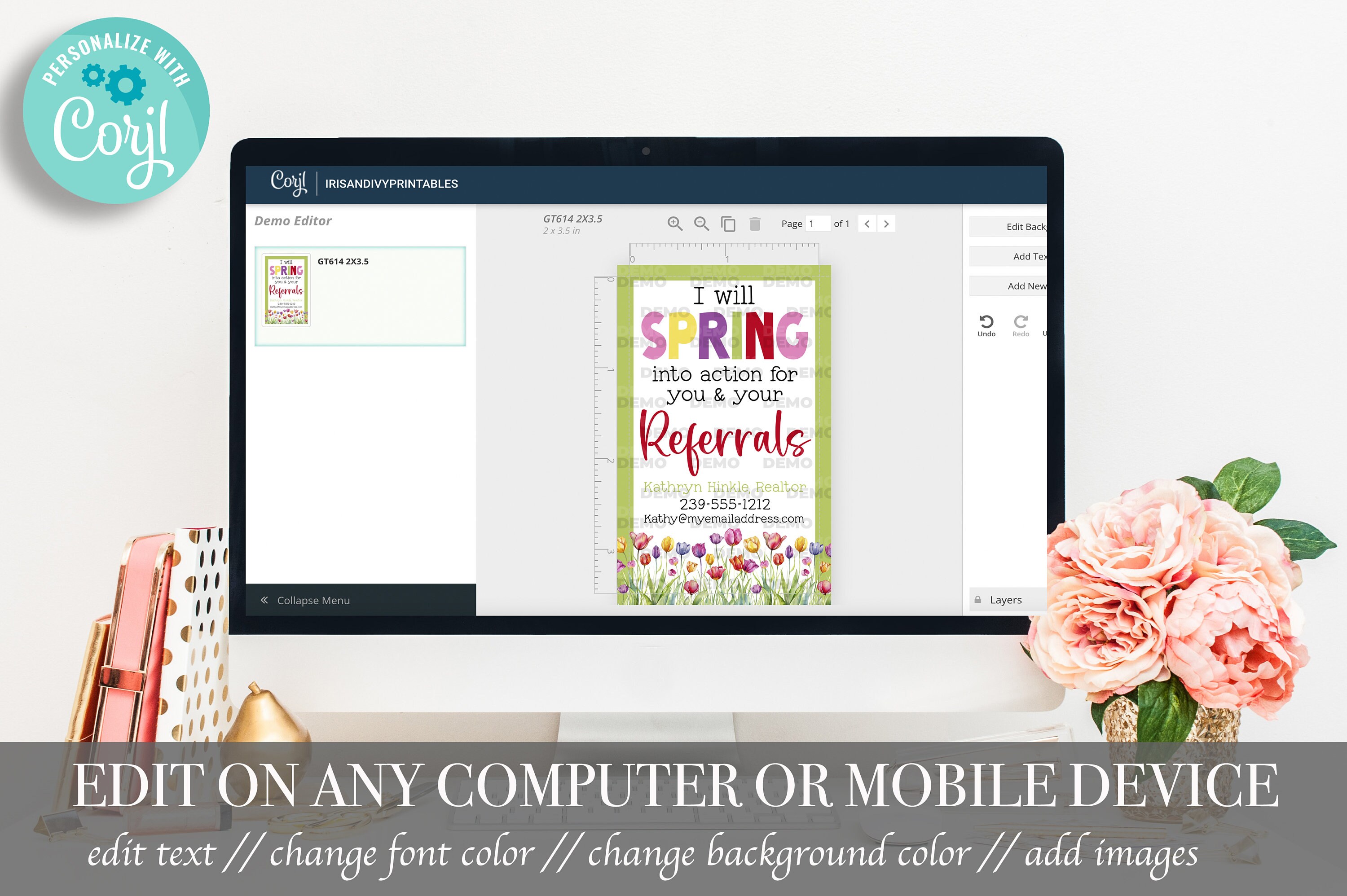 EDITABLE Spring Marketing Referral Treat Tags | Spring Flower Marketing ...