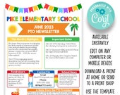 EDITABLE PTO School Newsletter June PTA Newsletter Template - Etsy