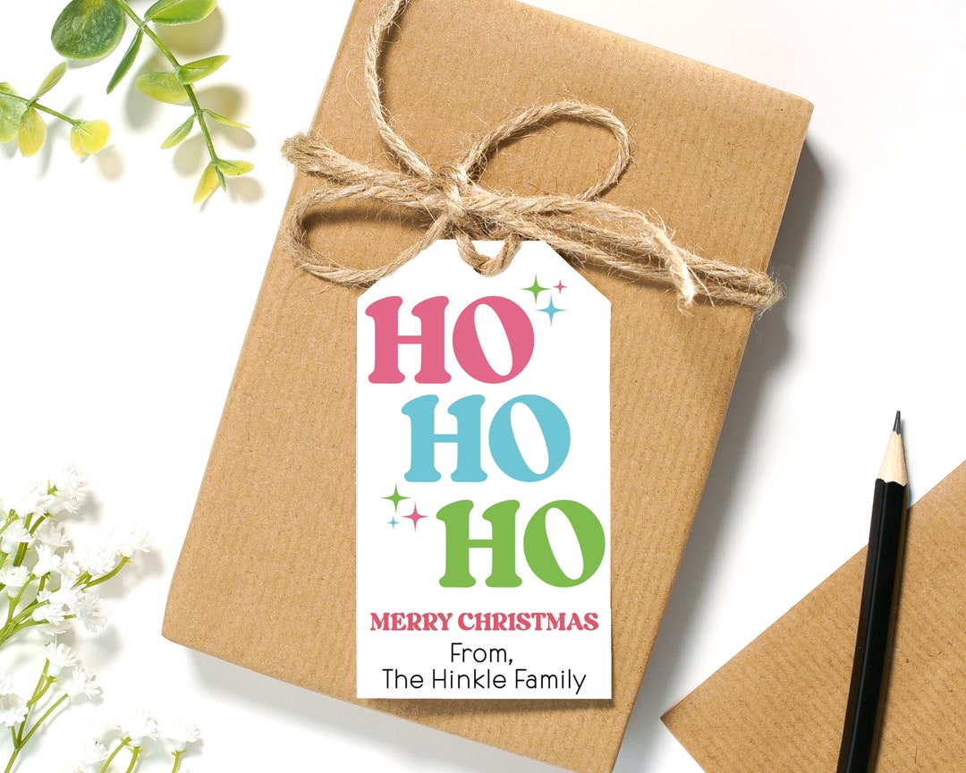 EDITABLE Ho Ho Ho Retro Merry Christmas Gift Tags | Editable Christmas ...