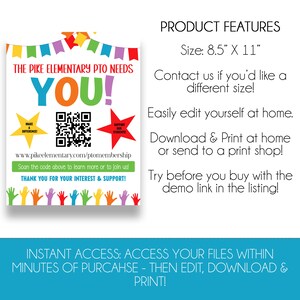 EDITABLE PTO Recruitment Flyer | the Pto Needs You Flyer With Website ...