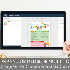 EDITABLE Rainbow School Supply List Printable | Elementary School ...