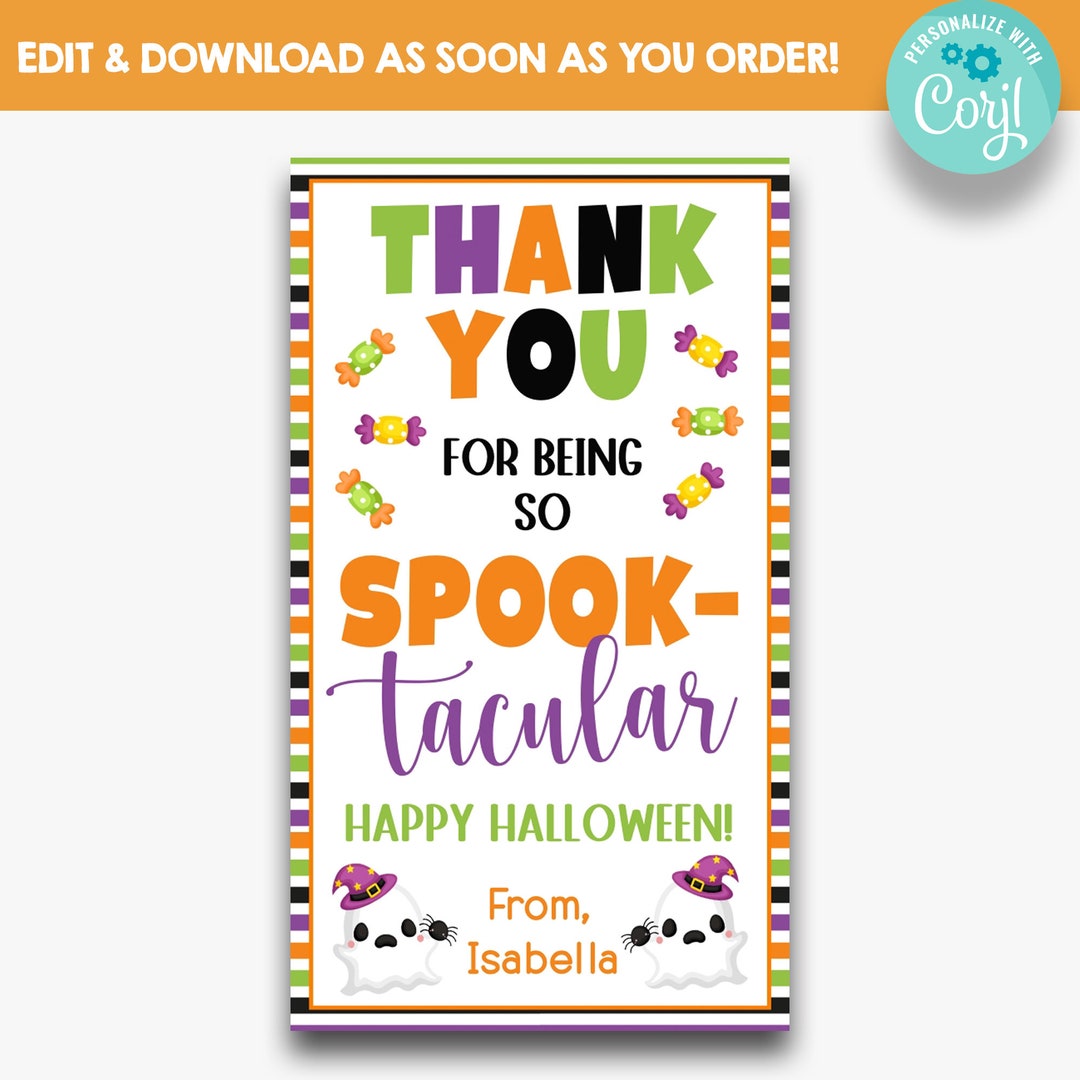 EDITABLE Thank You for Being so Spook-tacular Rectangle Halloween Gift ...