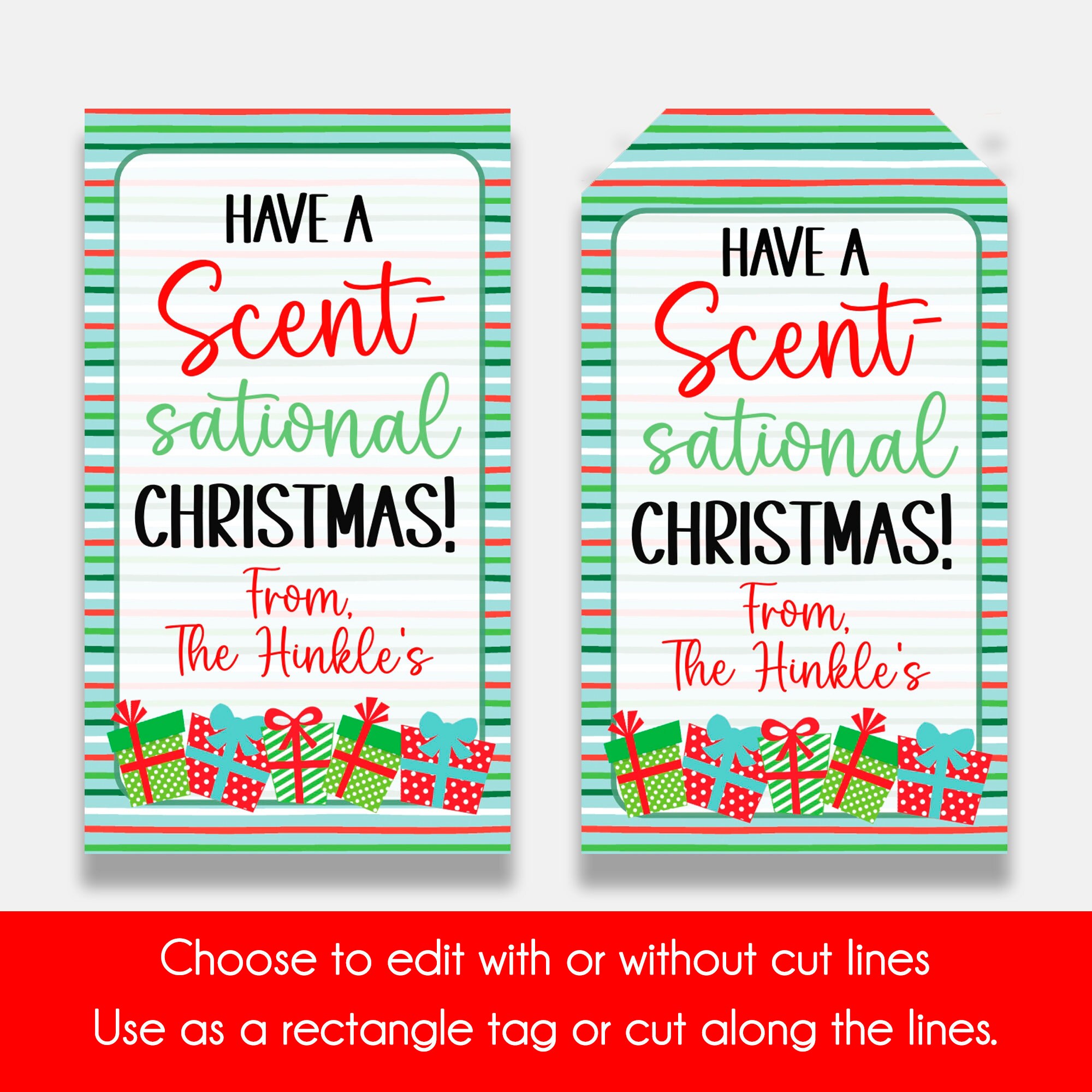 EDITABLE Have a Scentsational Christmas Gift Tag Candle Gift - Etsy