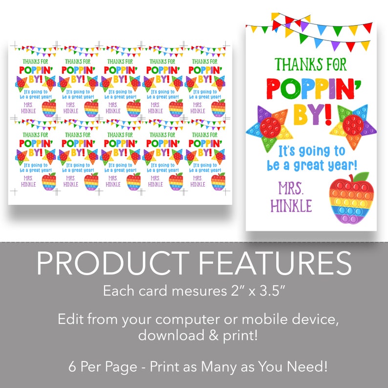 Editable Thanks for Popping by Back to School Tags First Day - Etsy