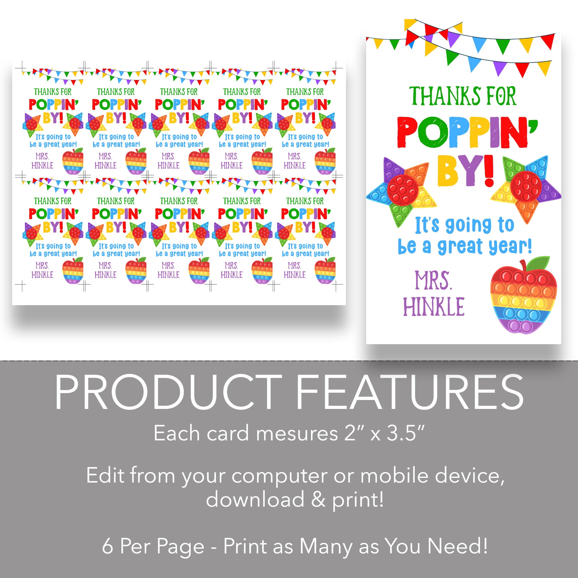 Editable Thanks for Popping by Back to School Tags First Day - Etsy
