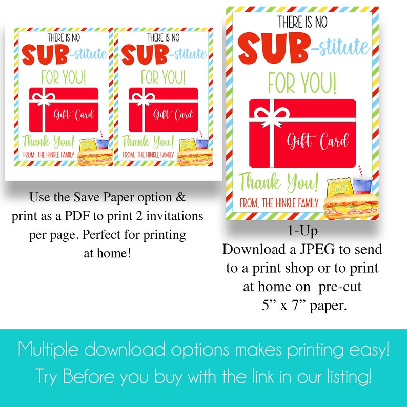EDITABLE There's No Substite for You Gift Card Holder | Gift Card ...