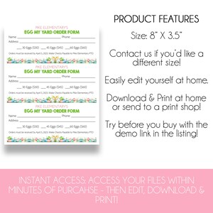 EDITABLE Egg My Yard Fundraiser Flyer With Bonus Order Form | Easter ...