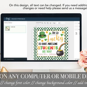 EDITABLE I'm Lucky to Have Awesome Students St. Patrick's Day Gift Tags ...