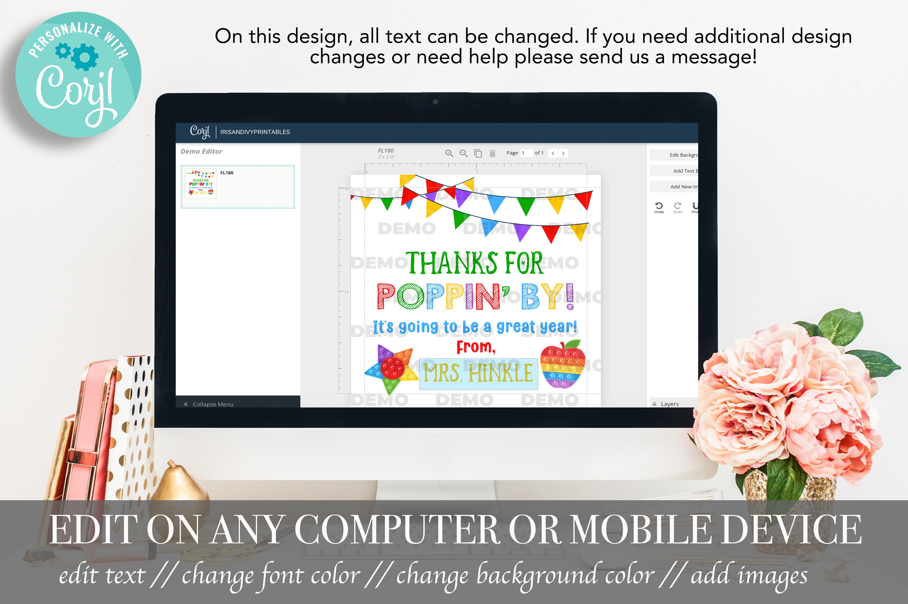 Editable Thanks for Poppin' by Welcome Back to School Tags | Pop It ...