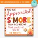 EDITABLE You Are Appreciated S'more Than You Know Square Gift Tags ...