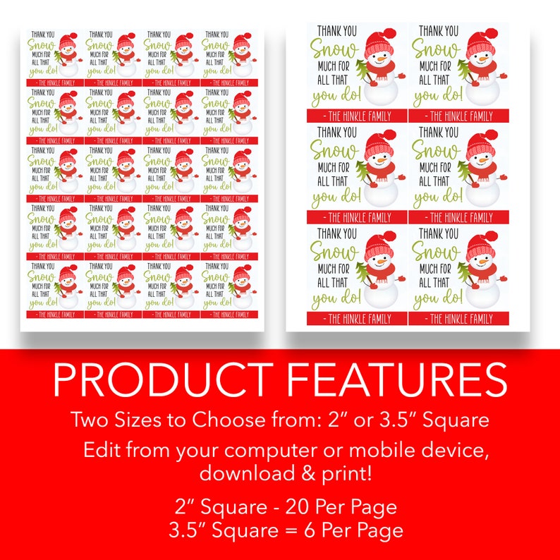 EDITABLE Christmas Snow Thankful for You Gift Tag | Staff Christmas ...