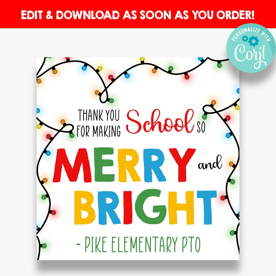 EDITABLE Thanks for Making School so Merry & Bright Gift Tag ...