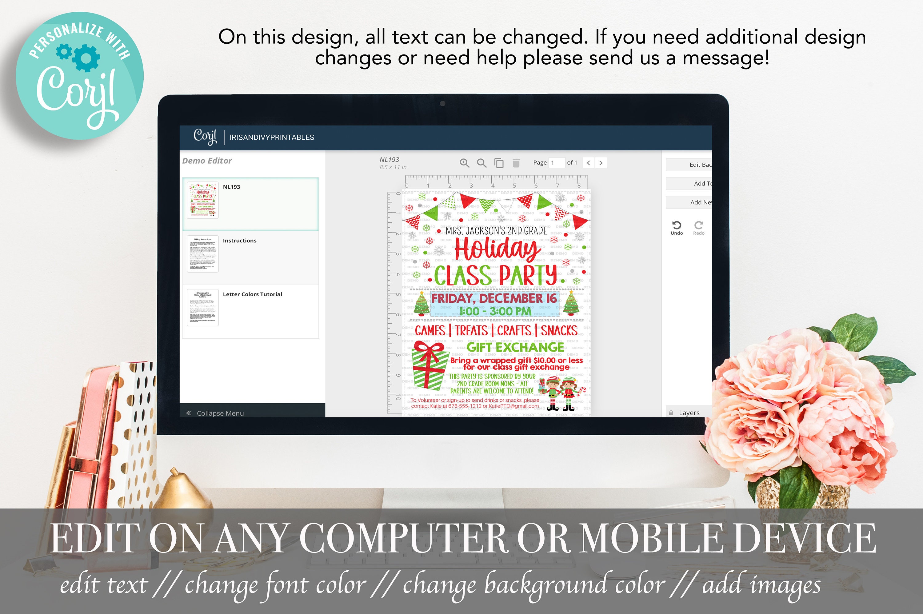 EDITABLE Class Holiday Party Flyer School Holiday Party - Etsy