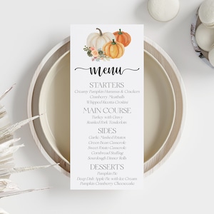 EDITABLE Thanksgiving Menu Template | Fall Themed Dinner Party Menu ...