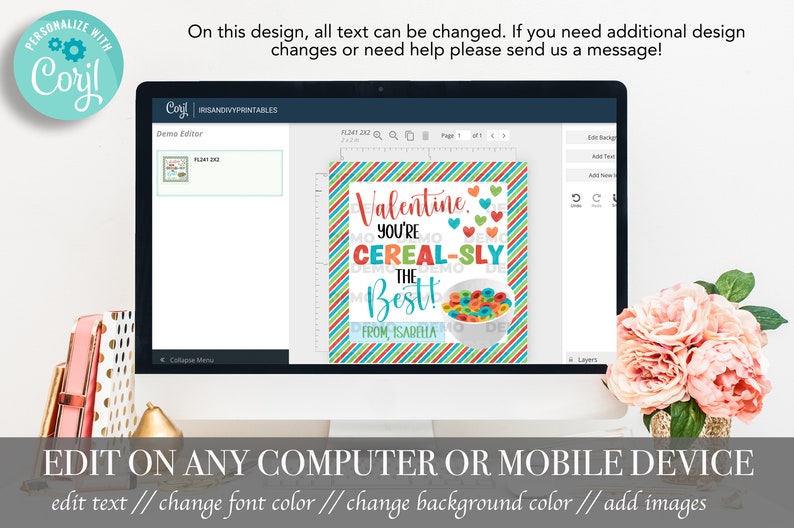 EDITABLE Cereal Valentine Gift Tag | You're Cereal-sly the Best Kids ...