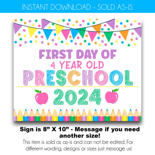Preschool Sign - Etsy