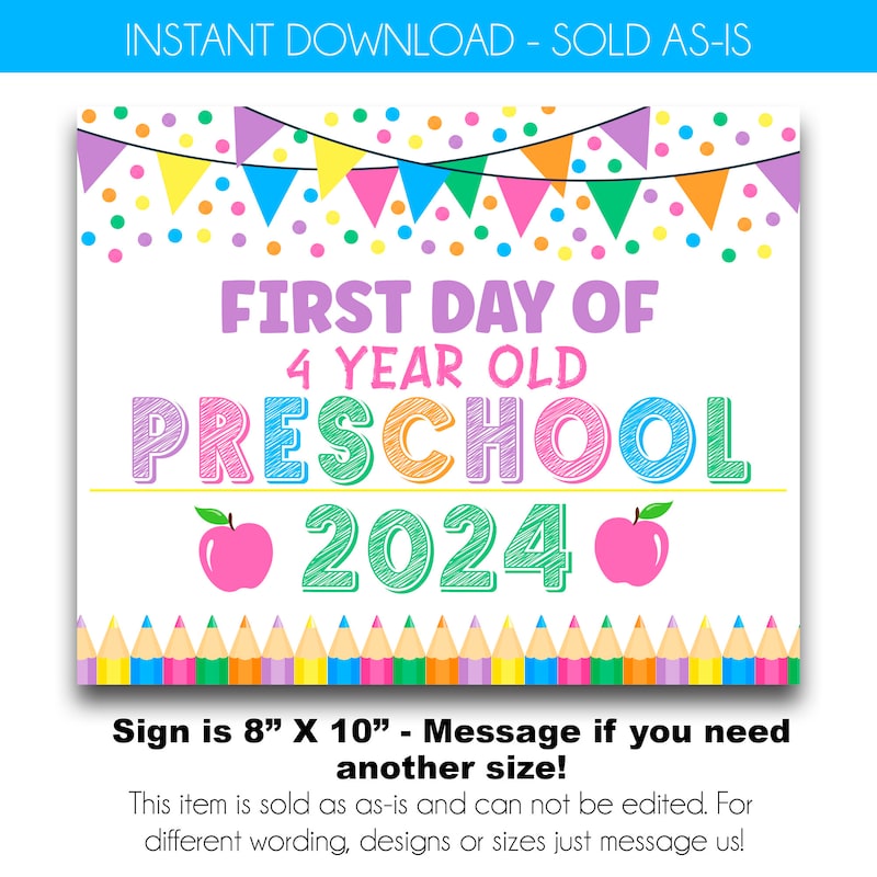 Preschool Sign - Etsy