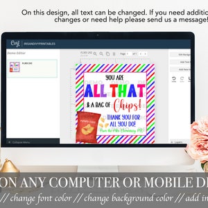 EDITABLE You're All That & a Bag of Chips Gift Tags | Teacher ...