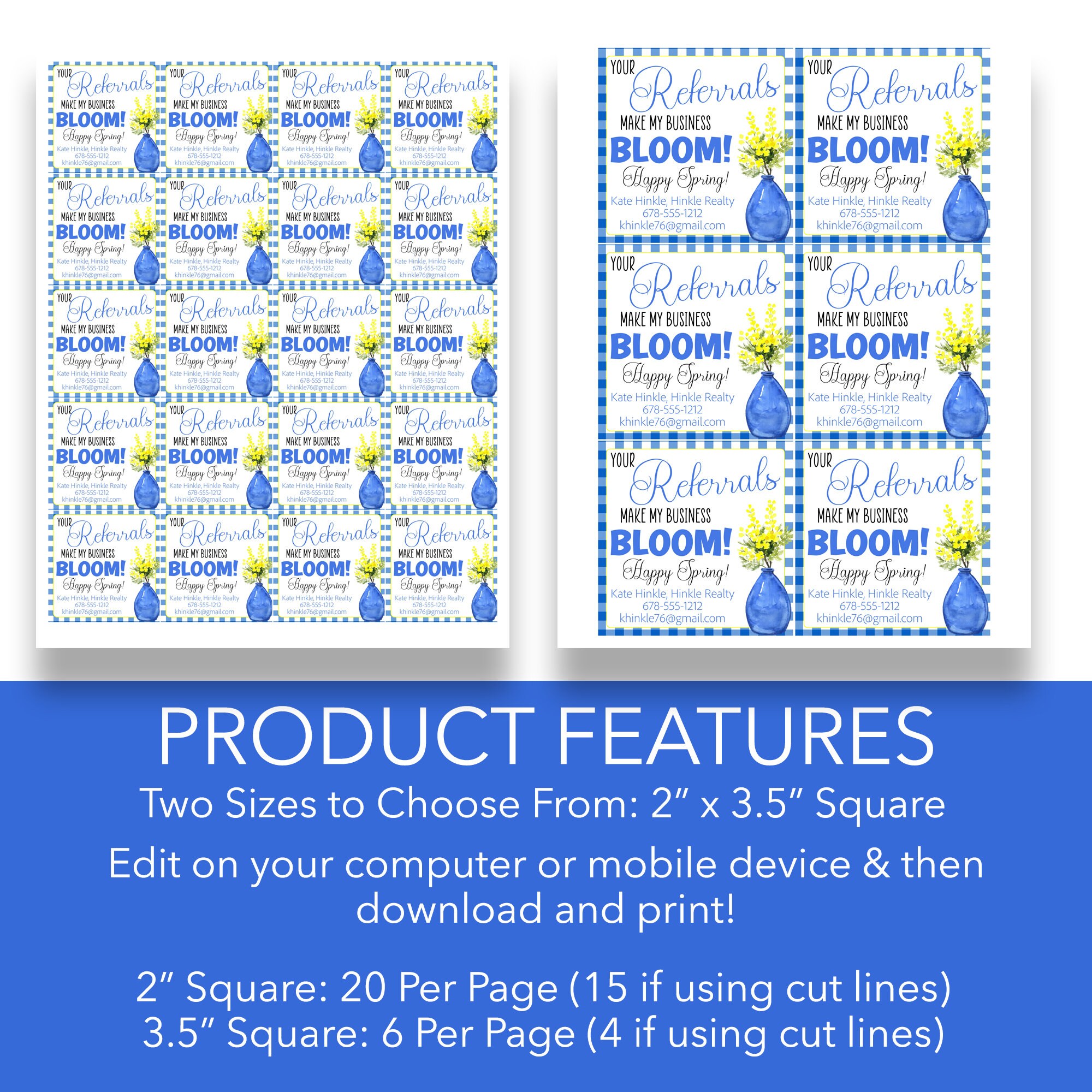 EDITABLE Spring Referral Gift Tags Your Referrals Help My - Etsy