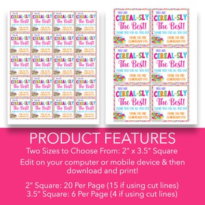 EDITABLE You Are Cereal-sly the Best Thank You Treat Tags | Teacher ...