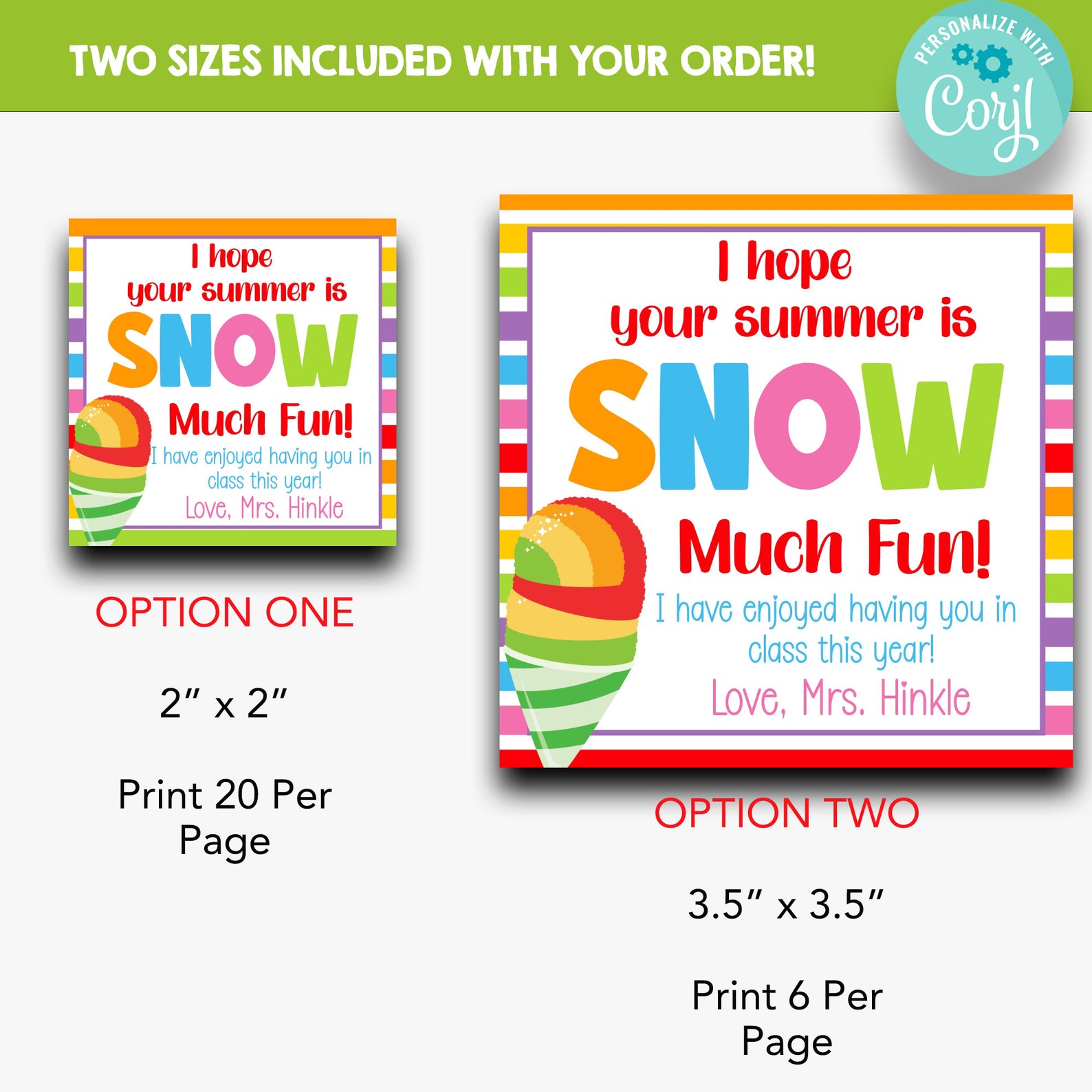 EDITABLE I Hope Your Summer is Snow Much Fun Square Treat Tag | End of ...