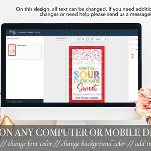 EDITABLE I Don't Be Sour, I Think You're Sweet Valentine's Day Treat ...