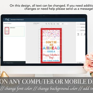 EDITABLE Don't Be an Airhead Valentine's Day Treat Tags | Airhead Candy ...