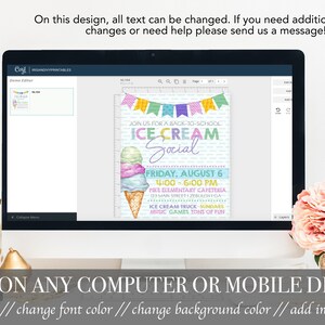 EDITABLE Ice Cream Social Flyer | Back to School Ice Cream Social ...