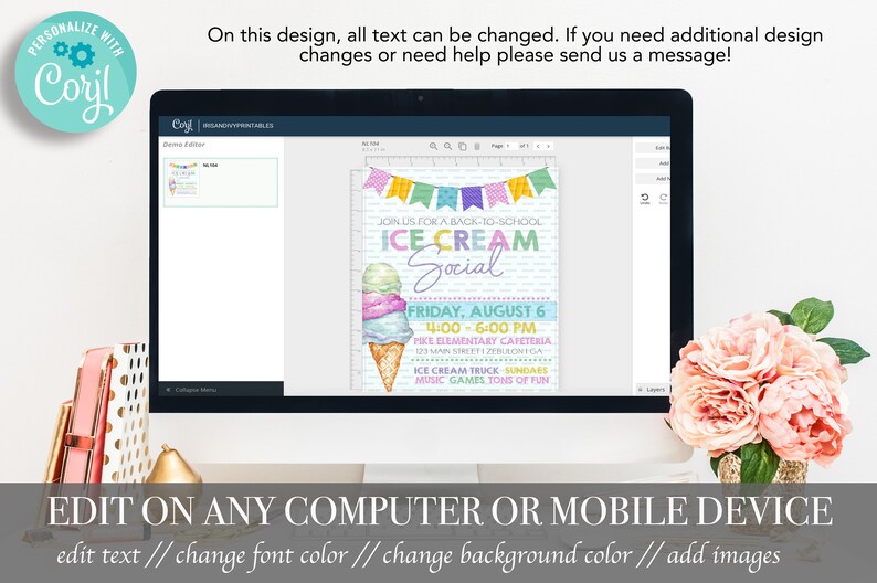 EDITABLE Ice Cream Social Flyer Back to School Ice Cream - Etsy UK