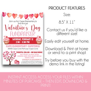 EDITABLE Valentine's Day Fundraiser Flyer | Valentine School Party ...