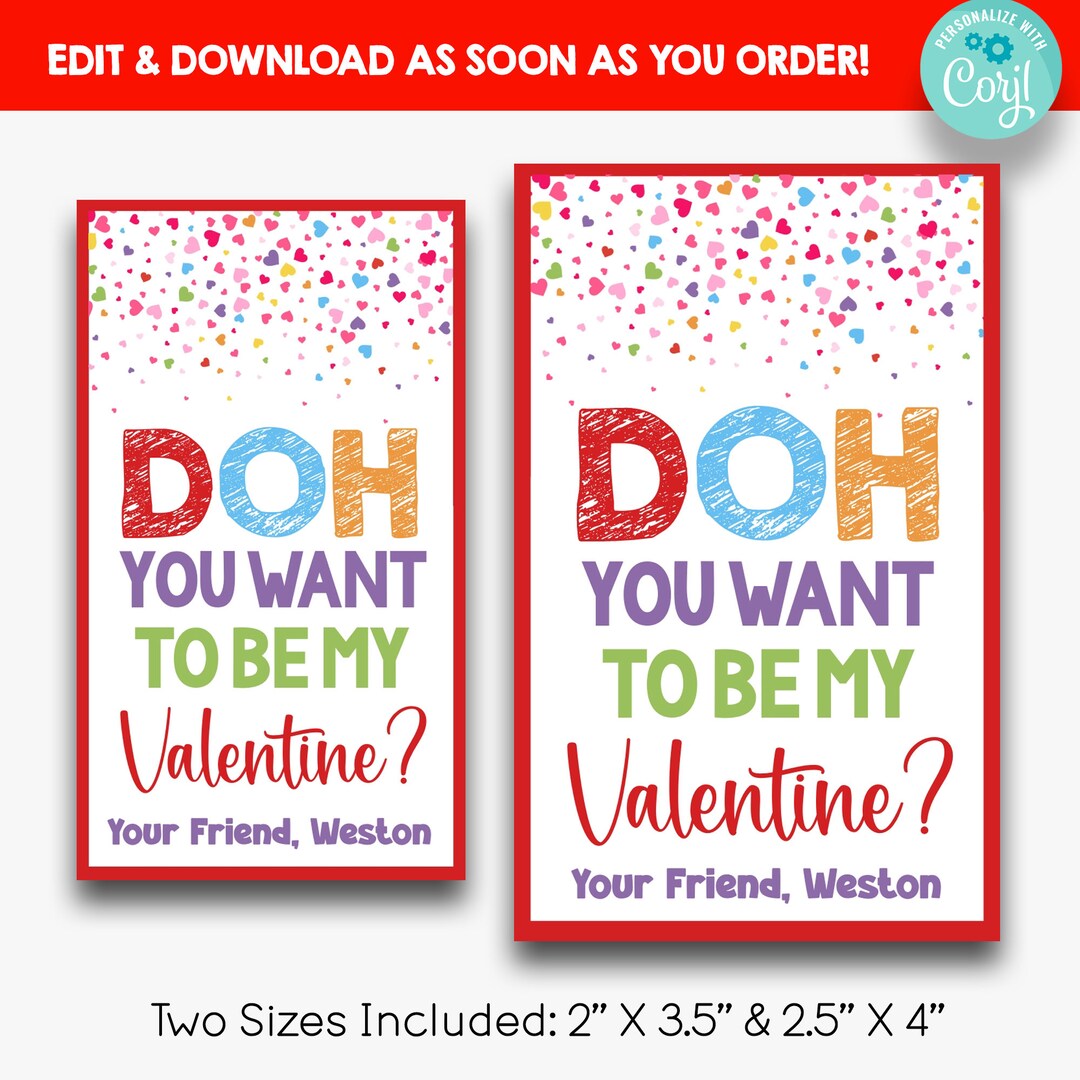 EDITABLE I Doh You Want to Be My Valentine Treat Tags | Play Dough ...