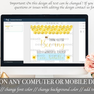 EDITABLE Thank You for Bee-ing a Great Teacher Thank You Tags | Honey ...
