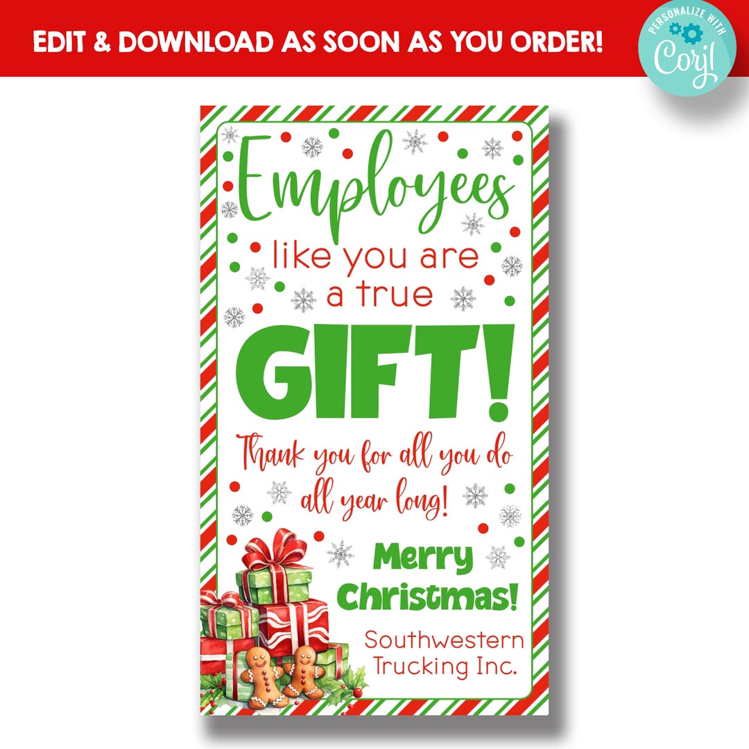 EDITABLE Christmas Gift Tag for Employees | Employees Like You Are a ...